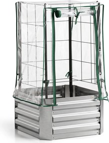 Outsunny HOMCOM Sada vyvýšeného záhonu s plastovým krytem a mříží pro popínavé rostliny 53x53x90cm ideální pro zahradu a balkon | Aosom.de
