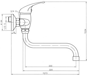Novaservis Titania Iris Dřezová umyvadlová baterie 100 mm, chrom, 92074/T,0