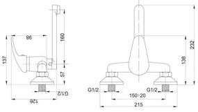 Umyvadlová nástěnná páková baterie Nancy  Hydroland