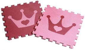 Vylen Pěnové podlahové puzzle Minideckfloor s korunkou Růžový s bílou korunkou 340 x 340 mm