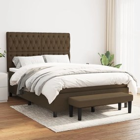 Box spring postel s matrací tmavě hnědá 140x190 cm textil,  3136832