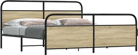 Kovový rám postele bez matrace dub sonoma 193 x 203 cm 3318654