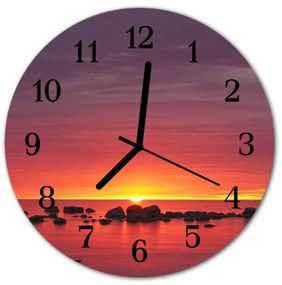 Nástěnné hodiny obrazové na skle - Západ slunce