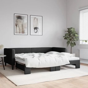 Válenda s přistýlkou černá 90 x 190 cm textil 3196590