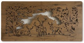 Li-Go "Jeleni" světelný obraz s baterií 120x60cm varianta ovládání: manuál/pohybové čidlo, provedení povrchu: černá s patinou