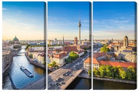Vícedílný obraz Řeka Spréva A Panoramatický Výhled Na Berlín Nedostatek Nedostatek Plátno Canvas 120x80