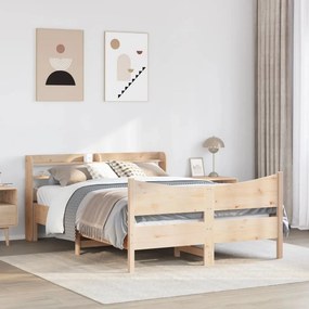 Rám postele s čelem 160 x 200 cm masivní borové dřevo 3307038