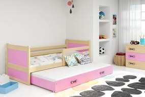 BMS Group Dětská postel s přistýlkou Rico 2 Borovice/zelená 200x90