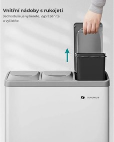 Koš na třídění odpadu SORT 24l (3x8l), šedá/bílá SongmicsHome