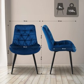 Jídelní židle Rossford samet – tmavě modrá