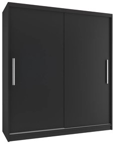 Šatní skříň 133 cm Belini černý mat s posuvnými dveřmi  SI SZP2/2/B/B/0/AL