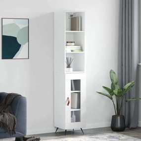 vidaXL Skříň highboard 34,5 x 34 x 180 cm kompozitní dřevo [3189865] Barva: bílá s vysokým leskem