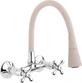 Invena Roma, nástěnná baterie s elastickým ramenem 150mm, béžová-chromová, INV-BC-24-E3S-L