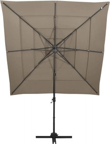 4stupňový zahradní slunečník s hliníkovou tyčí taupe 250x250 cm 313823