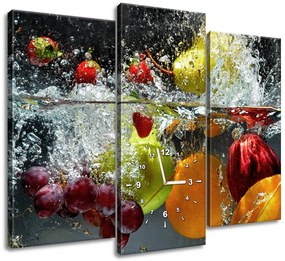 Gario Obraz s hodinami Sladké ovoce - 3 dílný Rozměry: 90 x 70 cm