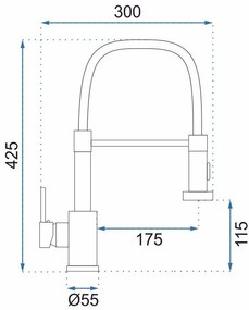Rea, Kuchyňská baterie REA Colin Brush Steel, REA-B0417