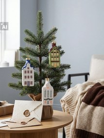 Sinsay - Skleněné vánoční ozdoby ve tvaru činžovních domů 3 pack - vícebarevná