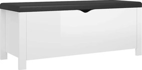 Úložný box s poduškou bílá vysoký lesk 105x40x45 cm kompozit 326774