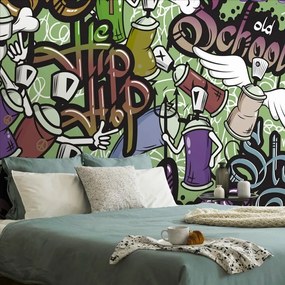 Samolepící tapeta veselý street art v zeleném - 300x200 cm
