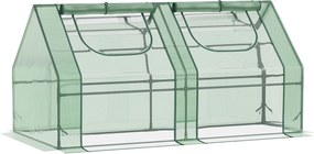 Outsunny Malý Skleník pro Exteriér se Dvouvrstvými Okny a Ocelovou Konstrukcí pro Pěstování Rajčat, Rostlin a Květin 180x90x90 cm Zelený | Aosom
