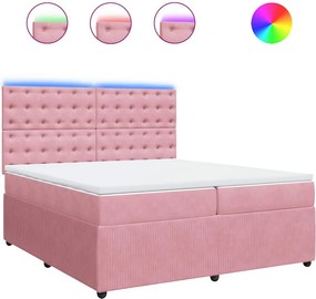 Box spring postel s matrací růžová 200x200 cm samet 3294747
