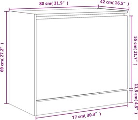 vidaXL Botník 80 x 42 x 69 cm kompozitní dřevo [840003] Barva: šedá sonoma