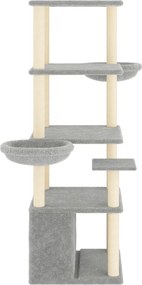 Škrabadlo pro kočky se sisalovými sloupky světle šedé 147 cm 171781