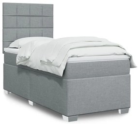 Box spring postel s matrací světle šedá 90x190 cm textil 3290343