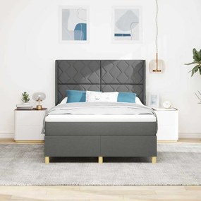 Postel s boxspringem s čelo Tmavě šedá 160 x 200 cm textil 3341904