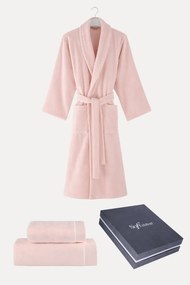 Unisex župan MICRO COTTON + ručník + osuška + dárkový box L Smetanová