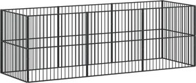 Ohrádka pro psy 8 panelů černá pozinkovaná ocel 3209553
