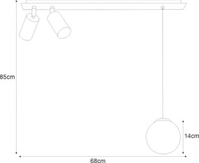 Světla a lustry REDO GROUP Černé bodovky a koule na lanku ALBIO 2×GU10/1×E14