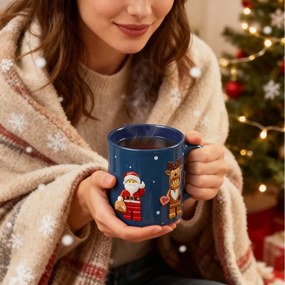 Tmavě modrý keramický dětský hrnek 300 ml Christmas Minifigures – LEGO®