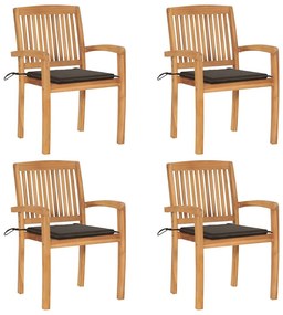 Stohovatelné zahradní židle s poduškami 4 ks masivní teak 3073218