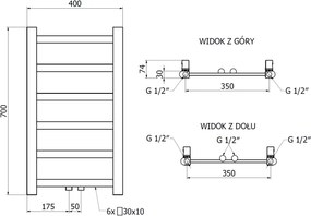 Mexen Bolt, topné těleso 700 x 400 mm, 165 W, spodní a středové, černá, W126-0700-400-00-70