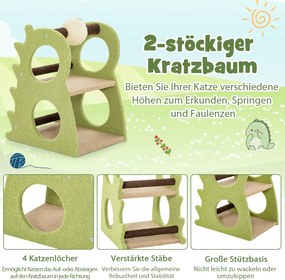 Costway 2-patrové moderní interiérové škrabadlo pro kočky roztomilá kočičí věž