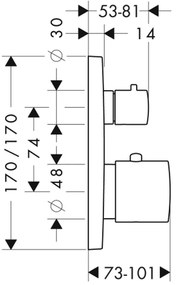 Axor Citterio M - Termostatická baterie pod omítku s uzavíracím a přepínacím ventilem, chrom 34725000