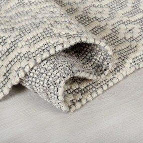 Flair Rugs, Ručně tkaný kusový koberec Nur Wool Dream Grey/Ivory, 80x150, šedá, ložnice