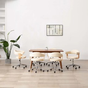 vidaXL Otočné jídelní židle 6 ks ohýbané dřevo a umělá kůže [3054907] Barva: krémová