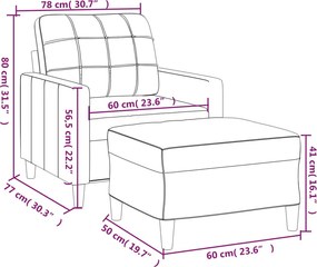 Křeslo s podnožkou hnědé 60 cm textil 3200996