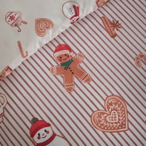 Povlečení na jednolůžko v přírodní barvě 135x200 cm Christmas Gingerbread Stripe – Catherine Lansfield