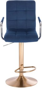 LuxuryForm Barová židle VERONA VELUR na zlatém talíři - modrá