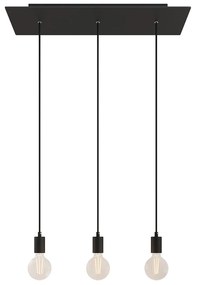 creative cables Závěsná lampa se 3 světly, s obdélníkovým XXL baldachýnem Rose-one, textilním kabelem a kovovými komponenty Barva: Hladký mosazný dibond