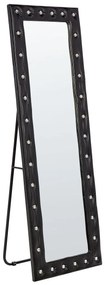 Stojací zrcadlo z umělé kůže 50 x 150 cm černé ANSOUIS Beliani