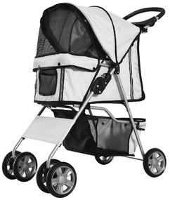 PawHut kočárek pro psy dog buggy stříbrný kočárek pro domácí mazlíčky jogger přívěs lehký skládací na cesty a cestování | Aosom.de