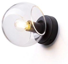 RENDL R13994 SOLARIS nástěnná lampa, dekorativní čiré sklo/černá