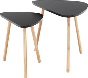 Konferenční stolky, set 2 ks, černá / přírodní, GOREJ