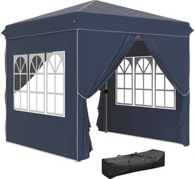 Pavilon Outsunny 2,5x2,5 m, voděodolný stabilní zimní sklopný pavilon, UV ochrana 50+, skládací párty stan s 4 bočními panely, taška na zahradní pavil