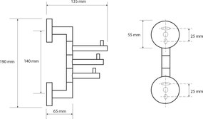 Sapho, X-ROUND trojháček otočný, chrom, XR211