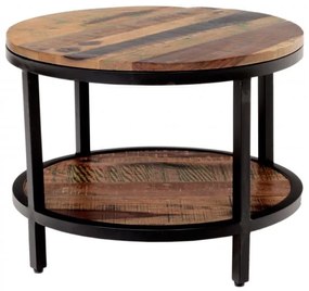 Indický nábytek - Kulatý konferenční stolek Retro 60x45x60 z recyklovaného mangového dřeva Old spice